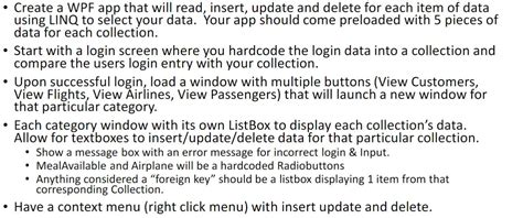 solved create a wpf app that will read insert update and