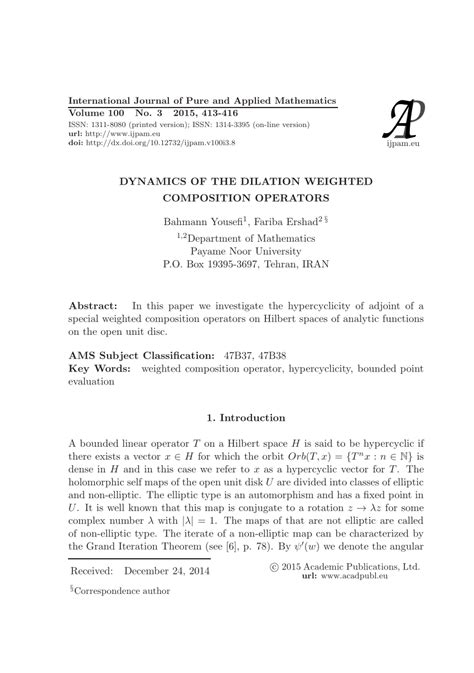 Pdf Dynamics Of The Dilation Weighted Composition Operators
