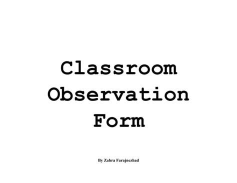 Classroom Observationteaching Skills Pdf Educational Assessment