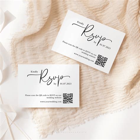 QR Code RSVP Wedding Card Template Editable Wedding Response Card Instant Download Etsy