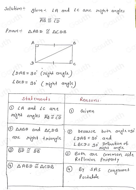 Solved Given A And C Are Right Angles Overline AB Overline CD Prove ABD CDB Complet