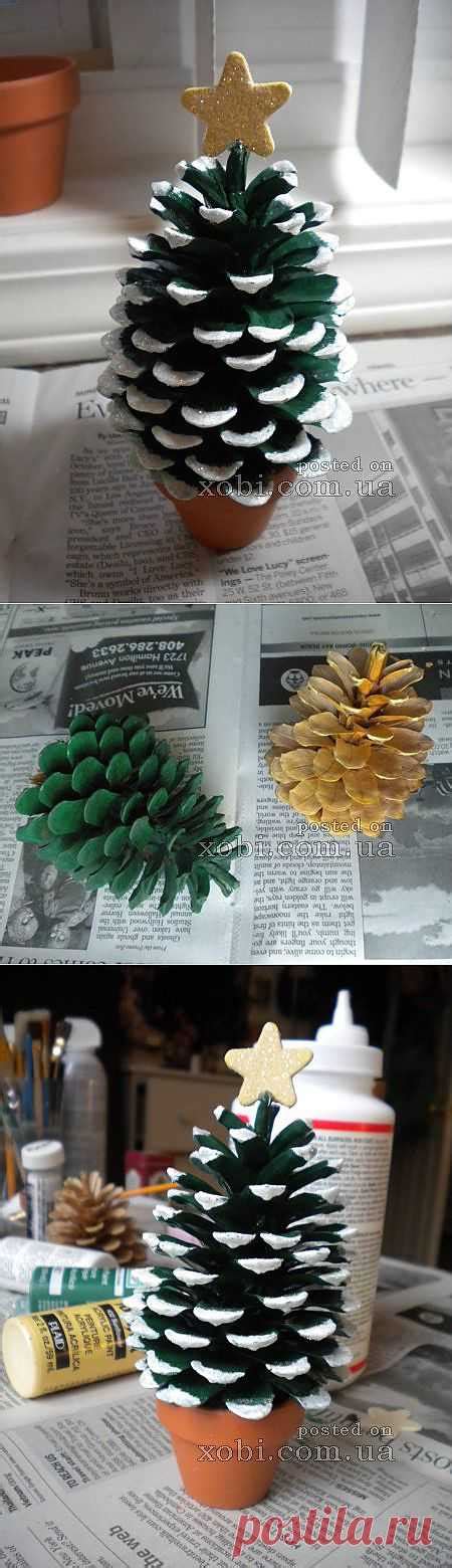 новогодняя елочка из шишки Новогоднее Постила