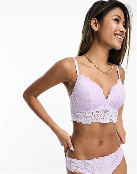 Hunkemoller Shiloh Lace Lingerie Set In Lilac Asos