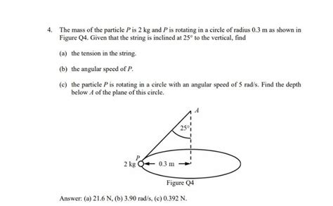 Solved 4 The Mass Of The Particle P Is 2 Kg And P Is