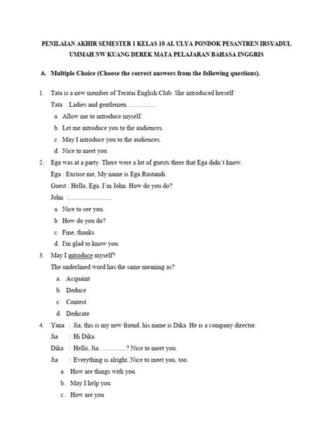 Final Exam 10 Grade Pdf