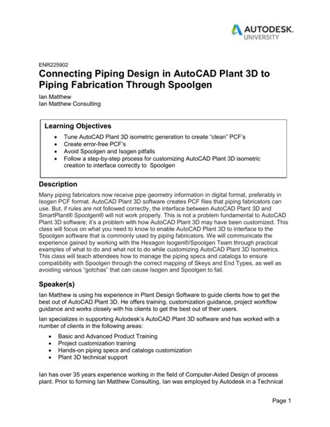 Autocad Plant 3d Piping To Spoolgen Fabrication