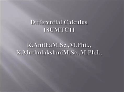 Differential Calculus Ppt