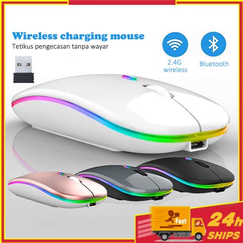 RGB Wireless Mouse Bluetooth 5 1 2 4Ghz Receiver Optical Adjustable Wireless Mice Rechargeable