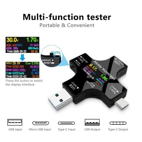 Tester USB C Power Meter 2 In 1 Tip C USB Multimetru Digital LCD MorFansi Tensiune Curent