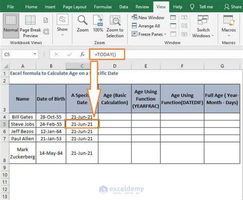 Excel Formula To Calculate Age On A Specific Date Exceldemy