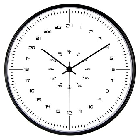 24 Hour Analog Wall Clock Modern Digital Quartz Design