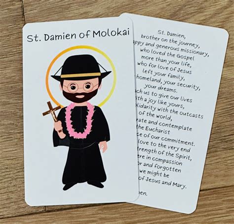 St Damien Of Molokai Prayer Card Etsy