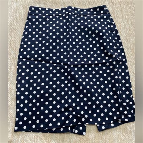 J Crew Skirts J Crew Blue With White Polka Dots Pencil Skirt