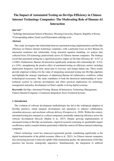 Pdf The Impact Of Automated Testing On Devops Efficiency In Chinese