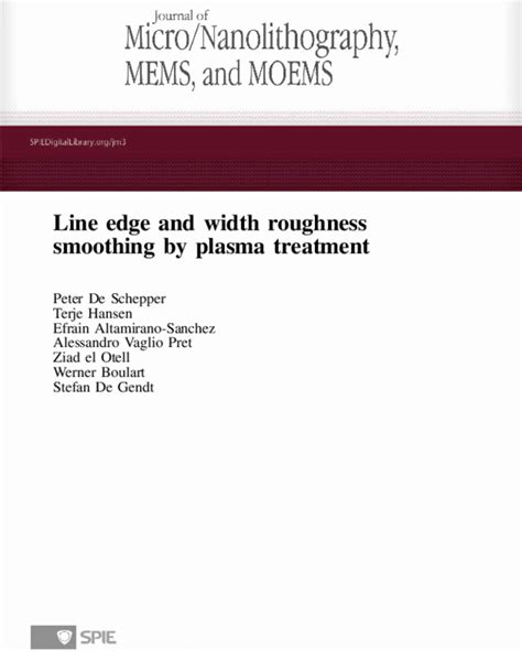 Pdf Line Edge And Width Roughness Smoothing By Plasma Treatment