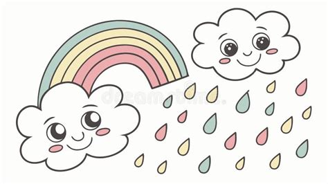 Rainbow And Clouds Cheerful Weather Illustration Vector Design Generative Ai Stock Vector
