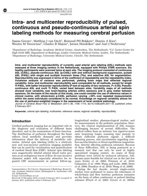 Pdf Intra And Multicenter Reproducibility Of Pulsed Continuous And