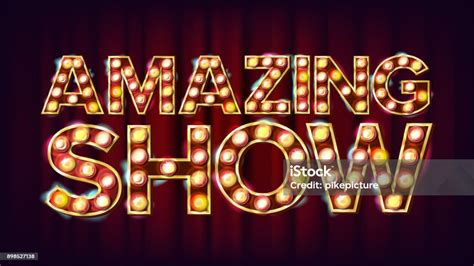 놀라운 쇼 배너 기호 벡터입니다 배너 포스터 광고 디자인 서커스 스타일 3d 빛나는 요소 그림을 초대 3차원 형태에 대한 스톡 벡터 아트 및 기타 이미지 Istock