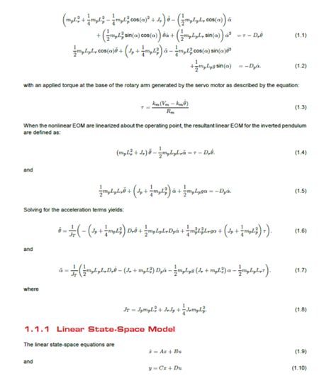 Solved These Are Equations Of Motion For An Inverted