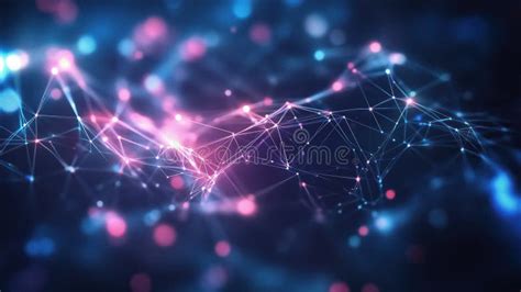 Abstract Glowing Neural Network Visualization With Interconnected Nodes In Blue And Pink Tones
