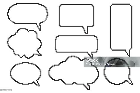 게임 채팅 및 대화 메시지를 위한 말풍선 픽셀 아트 레트로 디지털 풍선 상자 프레임입니다 주석 창이 설정되었습니다 벡터 Brand Name Online Messaging