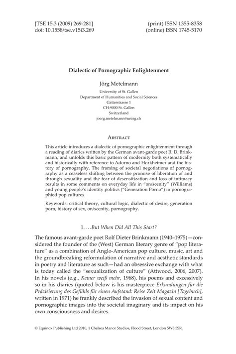 Pdf Dialectic Of Pornographic Enlightenment