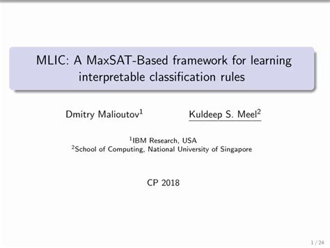 Ppt Mlic A Maxsat Based Framework For Learning Interpretable Powerpoint Presentation 900580