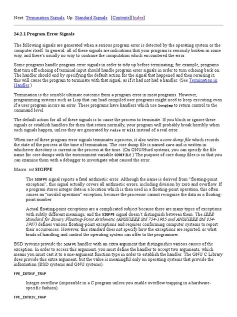 Program Error Signals The Gnu C Library Pdf Pointer Computer Programming Software