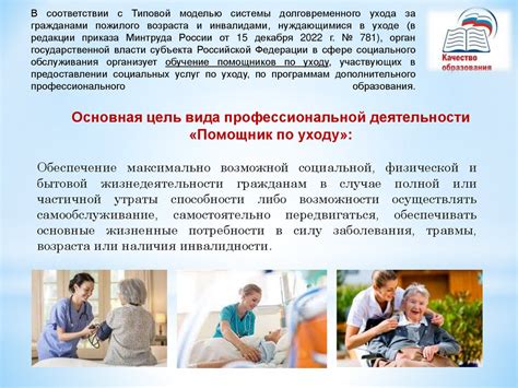 Помощник по уходу в рамках системы долговременного ухода Online Presentation