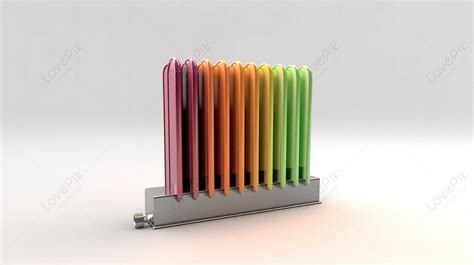 에너지 효율 등급 차트의 흰색 3d 렌더링에 대한 모바일 대류 히터 라디에이터 에너지 배경 차트 배경 가전 제품 배경