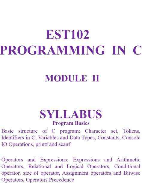 Est102 Programming In C Pdf Control Flow Computer Programming