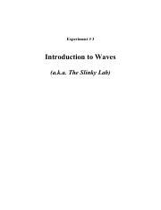Lab Intro To Waves Pdf Experiment Introduction To Waves A K A The Slinky Lab Exp