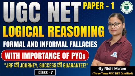UGC NET December Paper Logical Reasoning Formal And Informal Fallacies Class YouTube