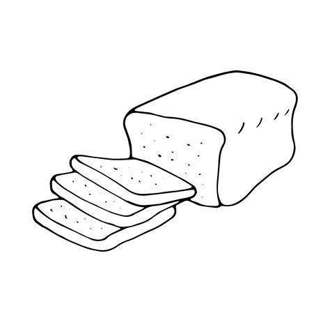 Hand Drawn Loaf Of Bread Close Up Hand Drawn Illustration Of Cut Bread