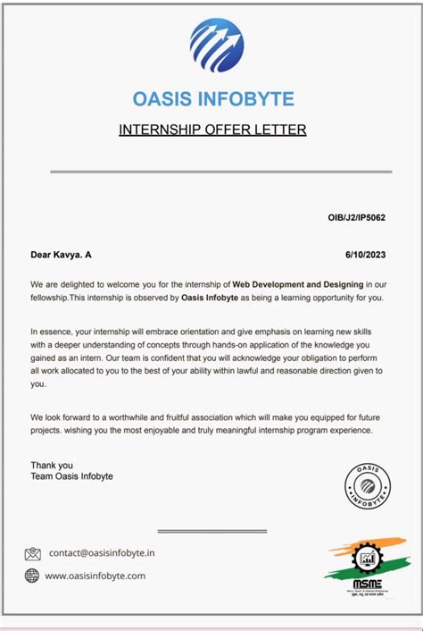 kavya a on linkedin webdevelopment oasisinfobyte webdevelopment intern experience…