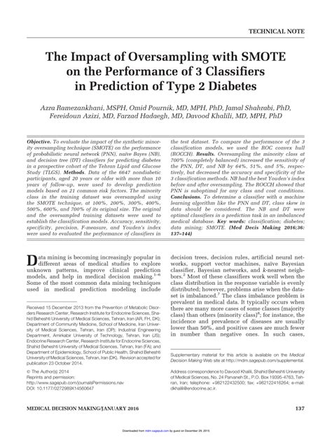 Pdf The Impact Of Oversampling With Smote On The Performance Of 3