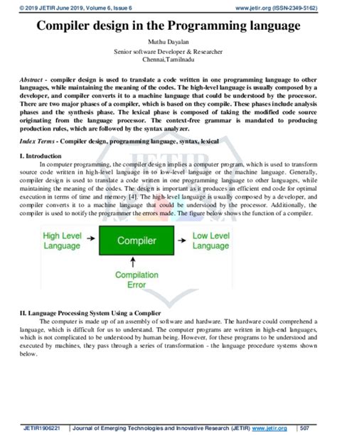 Pdf Compiler Design In The Programming Language