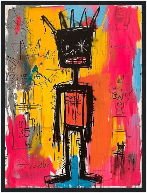 Jean Michel Basquiat Figure Art Drawing Colorful Modern Art Abstract
