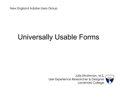 Universally Usable Web Forms Ppt