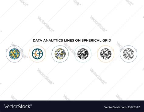 Data Analytics Lines On Spherical Grid Icon Vector Image
