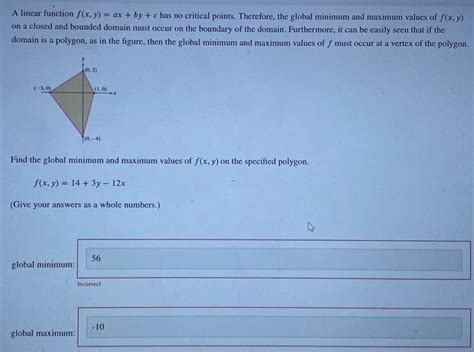 Solved A Linear Function F X Y Ax By C Has No Critical Chegg Com