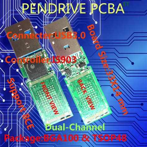 USB FLASH DRIVE PCBA IS903 USB3 0 INTERFACE Support Flash Package Pads BGA100 TSOP48 PEN
