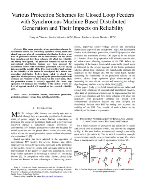 pdf various protection schemes for closed loop feeders with synchronous machine based