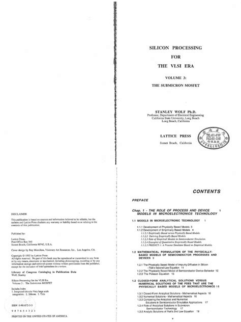 Silicon Processing For The Vlsi Era Iii By Stanley Wolf And Tauber Pdf