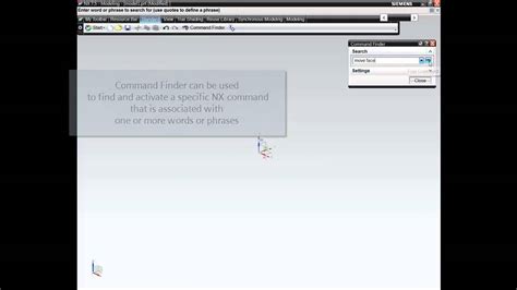 Nx Hints And Tips Using Command Finder Siemens Plm Youtube