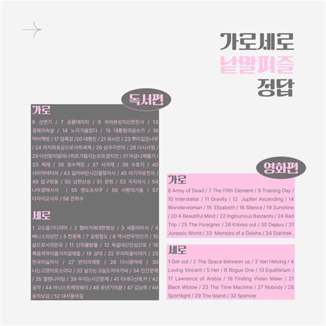 가로세로낱말퍼즐 정답