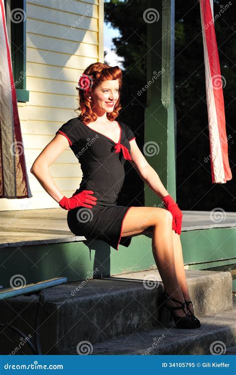Beautiful Redhead Pinup Girl Stock Image Image Of Vintage Pinup