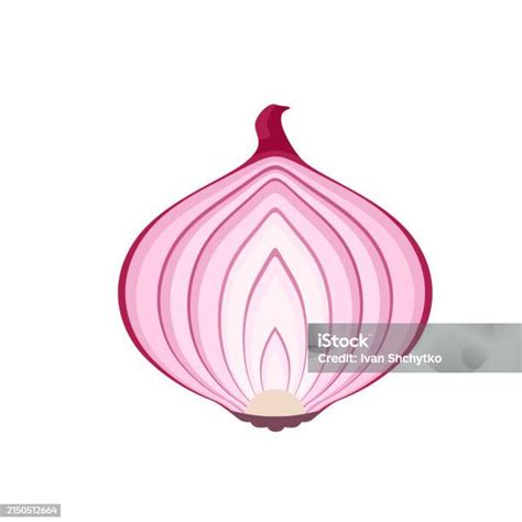 흰 양파를 얇게 썬다 벡터 평면 아이콘 의 반 양파 만화 야채 간단한 음식 그림입니다 건강한 생활방식에 대한 스톡 벡터 아트 및