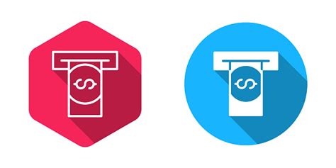 채워지고 윤곽이 잡힌 Atm 긴 그림자 배경으로 격리된 자동 현금 인출기 및 돈 아이콘 벡터 가득 찬에 대한 스톡 벡터 아트 및 기타 이미지 Istock