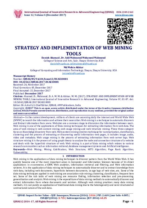 Pdf Strategy And Implementation Of Web Mining Tools